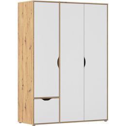 Drehtürenschrank Rauch, B:140cm H:194cm T:53cm, weiß, Holzwerkstoff, Schränke, "Kleiderschrank Schrank Garderobe Wäscheschrank NARAI mit Schubladen",
