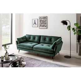 3-Sitzer TRENDS BY HG, B:207cm H:84cm T:93cm, grün, 100% Polyester, Sofas, "Amira", mit Strasssteinen und goldfarben Applikationen