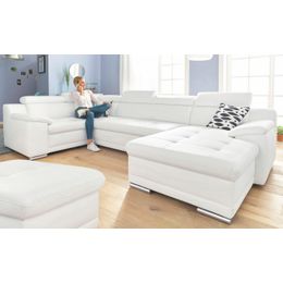 Sit & More Wohnlandschaft SIT & MORE, B:336cm H:93cm T:193cm, weiß, Kunstleder SOFTLUX;Struktur ( 100% Polyester), Sofas, "Top Andiamo U-Form", mit