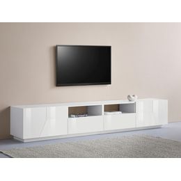 Lowboard Inosign, B:260cm H:46cm T:43cm, weiß, FSC-zertifizierter Holzwerkstoff, Wohnzimmer, Sideboards, "ALIEN- TV-Board, mit 4 Türen, 2 Schubladen