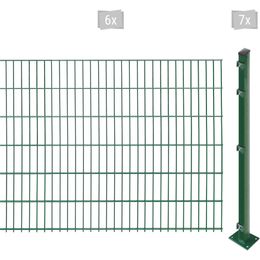 Arvotec Doppelstabmattenzaun "EASY 123 zum Aufschrauben", H/L: 123cm x 12m, Pfosten: 7 Stk., grün, Zaunelemente, Zaunhöhe 123 cm, Zaunlänge 2 - 60 m