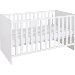 Babybett Home Affaire, B:79cm H:77cm L:143cm, weiß, Holzwerkstoff, Babybetten, "MICHA, 4 fach höhenverstellbar", zum Juniorbett oder Kindersofa