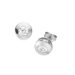 Luigi Merano Damen Paar Ohrstecker "runde Form mit Zirkonia, Gold 375", Wei&szlig;gold 375, wei&szlig;, Wei&szlig;gold 375, Ohrringe