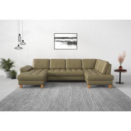 Sit & More Wohnlandschaft SIT & MORE, B:338cm H:88cm T:172cm, grün, 100% Polyester, Sofas, "Westham U-Form", wahlweise mit Bettfunktion, Bettkasten,
