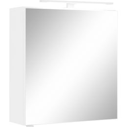 Spiegelschrank Welltime, B:60cm H:64cm T:20cm, weiß, Holzwerkstoff, Badezimmer, Schränke, "Motiv", mit LED Beleuchtung