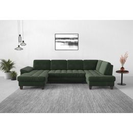 Sit & More Wohnlandschaft SIT & MORE, B:338cm H:88cm T:172cm, grün, 90% Polyester 10%Polyamid, Sofas, "Westham U-Form", wahlweise mit Bettfunktion, Bettkasten,