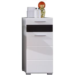 Unterschrank Welltime, B:37cm H:79cm T:31cm, wei&szlig;, Badezimmer, Schr&auml;nke, "Marbella", Badkommode mit waagerechten Fr&auml;sungen - Ma&szlig;e (B/T/H) 37/31/79 cm
