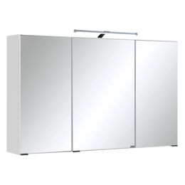 Spiegelschrank Welltime, B:100cm H:64cm T:20cm, weiß, Spanplatte, Badezimmer, Schränke, "Cardiff", Breite 100 cm, mit Schalter und Steckdose