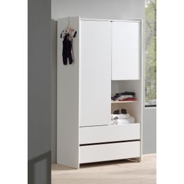 Kleiderschrank Vipack, B:90cm, weiß, Schränke, "Kiddy, mit funktioneller Einteilung und 2 Schubladen, stabil gebaut", bietet viel Stauraum, wahlweise