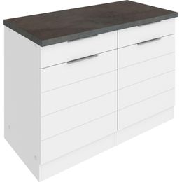 Unterschrank KOCHSTATION, B:120cm H:86cm T:60cm, wei&szlig;, MDF, K&uuml;che, Schr&auml;nke, "KS-Luhe", 120 cm breit, f&uuml;r viel Stauraum, MDF-Fronten mit waagerechter