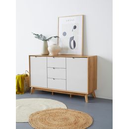 Sideboard Andas, B:120cm H:75cm T:40cm, wei&szlig;, Dekorfolie, Hartfaserplatte, MDF, Wohnzimmer, Sideboards, "Pandrup"