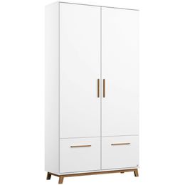 Dreht&uuml;renschrank Rauch, B:92cm H:203cm T:53cm, wei&szlig;, Holzwerkstoff, Massivholz, Schr&auml;nke, "Kleiderschrank Schrank Garderobe W&auml;scheschrank