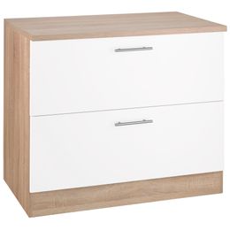 Unterschrank Optifit, B:100cm H:85cm T:60cm, wei&szlig;, K&uuml;che, Schr&auml;nke, "Kalmar", Breite 100 cm