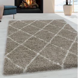 Hochflor-Teppich, B:280cm H:50mm L:370cm, beige, Ayyildiz Teppiche, Polypropylen (PP), Teppiche, "ALVOR 3401", Shaggy, Langflor, L&auml;ufer,