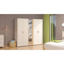 Kleiderschrank Home Affaire, B:225cm H:208cm T:56cm, weiß, Kunststoff, Metall, Spanplatte, Schlafzimmer, Schränke, "Belfort, Schlafzimmerschrank mit