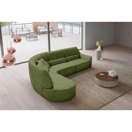 Ecksofa Egoitaliano, B:330cm H:88cm T:205cm, grün, Wohnzimmer, Sofas, "Puffy, extravagant & edel, Retro Designsofa, hoher Sitzkomfort, L-Form", mit