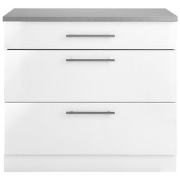 Wiho-K&uuml;chen Unterschrank WIHO K&Uuml;CHEN, B:90cm H:85cm T:60cm, wei&szlig;, K&uuml;che, Schr&auml;nke, "Cali", 90 cm breit, mit 2 gro&szlig;en Ausz&uuml;gen