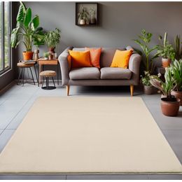 Teppich, B:140cm H:13mm L:200cm, beige, Ayyildiz Teppiche, Polyester, Wohnzimmer, Teppiche, "LUXY 5200", sehr weiche Oberfläche, pflegeleicht,