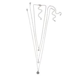 Steuer Damen Collierkettchen "Set Metall", 58cm, Metall, L: 58 B: 1mm, weiß, Metall, B:1mm, Halsketten