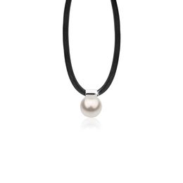NENALINA Damen Perlenkette "Kautschuk Synthetische Perle 925 Silber", 42, ohne Stein, Silber 925 (Sterlingsilber), L: 42, wei&szlig;, Silber 925