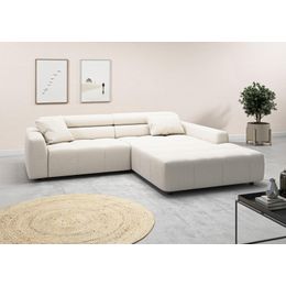 Ecksofa 3C CANDY, B:258cm H:68cm T:217cm, weiß, 96% Polyester, 4% Polyacryl, Sofas, "Denver auch mit Cord- und Easy care-Bezug, Kopfteilverstellung