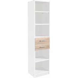 Regal wimex, B:47cm H:198cm T:38cm, weiß, Wohnzimmer, Regale, "Joker", hohes Bücherregal mit 2 Schubladen