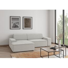 Ecksofa Trendmanufaktur, B:246cm H:73cm T:162cm, weiß, 100% Polyester, Wohnzimmer, Sofas, "Graz, wahlweise mit Sitzvorschub und Bettkasten, L-Form,