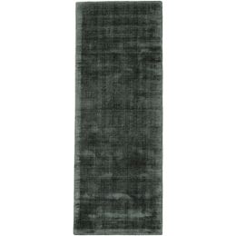 Teppich CarpetFine, B:80cm H:13mm L:400cm, gr&uuml;n, Viskose, Wohnzimmer, Teppiche, "Ava Viskoseteppich", Seidenoptik, leichter Glanz, auch als L&auml;ufer