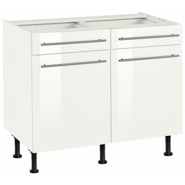 Unterschrank Optifit, B:100cm H:87cm T:58,4cm, wei&szlig;, K&uuml;che, Schr&auml;nke, "Bern", 100 cm breit, mit 2 T&uuml;ren, 2 Schubk&auml;sten, h&ouml;henverstellbare F&uuml;&szlig;e