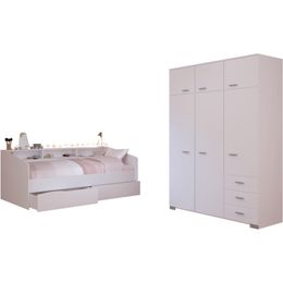 Jugendzimmer-Set Parisot, T:203cm, wei&szlig;, Spanplatte, Schlafzimmerm&ouml;bel-Sets