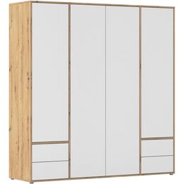 Drehtürenschrank Rauch, B:187cm H:194cm T:53cm, weiß, Holzwerkstoff, Schränke, "Kleiderschrank Schrank Garderobe Wäscheschrank NABILA viel Stauraum",