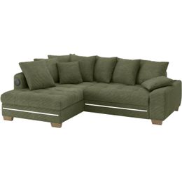 Ecksofa MR. COUCH, B:243cm H:88cm T:190cm, grün, Stripes (92% Polyester / 8% Nylon), Wohnzimmer, Sofas, "Nikita II, L-Form", RGB-LED,