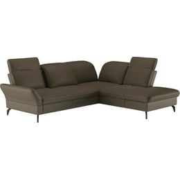 Sit & More Ecksofa SIT & MORE, B:288cm H:88cm T:242cm, grün, 100% Polyester, Wohnzimmer, Sofas, "Leandro L-Form", Wahlweise mit Bett-, Kopfteil - und