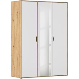 Drehtürenschrank Rauch, B:140cm H:194cm T:53cm, weiß, Holzwerkstoff, Schränke, "Kleiderschrank Schrank Garderobe Wäscheschrank NARAI mit Spiegel",