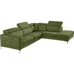 Ecksofa Egoitaliano, B:285cm H:100cm T:221cm, grün, Wohnzimmer, Sofas, "Matt, hoher Sitzkomfort und aufwendige Detailverarbeitung, L-Form", mit