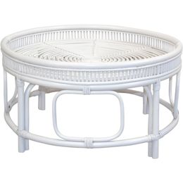 Couchtisch, B:75cm H:41cm T:75cm, weiß, HOFMANN LIVING AND MORE, Wohnzimmer, Tische, Rattan-Couchtisch mit oder ohne Glasplatte lieferbar