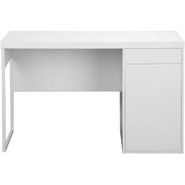 Schreibtisch Inosign, B:120cm H:75cm T:49,7cm, weiß, Büro, Tische, "Oakley", Schublade, Metallkufe, spiegelverkehrt montierbar, Breite 120 cm