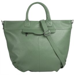 Samantha Look Damen Henkeltasche, grün, Leder, leicht glänzend, unifarben, Taschen, echt Leder, Made in Italy