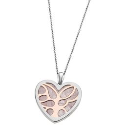 Goldmaid Damen Kette mit Anh&auml;nger "925 Sterling Silber Herz Glasstein rosa", 45cm, Silber 925 (Sterlingsilber), L: 45 B: 31mm, wei&szlig;, Silber 925
