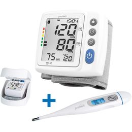 promed Handgelenk-Blutdruckmessgerät "HGP-30", weiß, B:6,3cm H:6,9cm T:2,9cm, Blutdruckmessgeräte, mit Fieberthermometer PFT-3.7