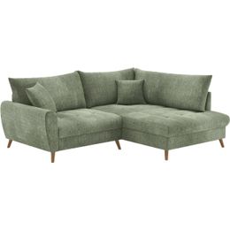 Ecksofa MR. COUCH, B:230cm H:71cm T:190cm, grün, Dolce (100% Polyester), Wohnzimmer, Sofas, "Blackburn II L-Form", Wahlweise mit Kaltschaumpolsterung