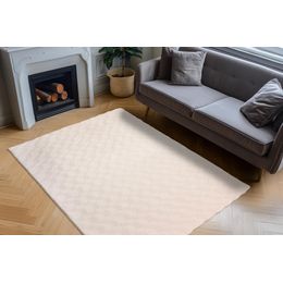 Teppich Obsession, B:200cm H:30mm L:290cm, beige, Polyester, Wohnzimmer, Teppiche, "Diamond Cut 800", Uni Farben, Hoch-Tief Effekt, weich & kuschelig