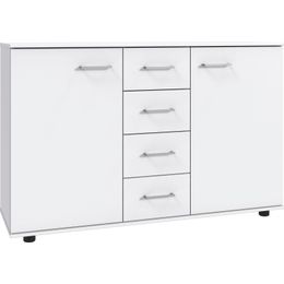 Kombikommode wimex, B:130cm H:83cm T:41cm, weiß, Spanplatte, Schlafzimmer, Sideboards, "Taiga", obere Schublade in Absatzfarbe oder uni weiß