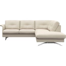 Ecksofa FLEXLUX, B:236cm H:81cm T:224cm, weiß, 100% Echteder, Wohnzimmer, Sofas, "Glow, super bequem durch hochwertigem Sitzaufbau mit Federkern,
