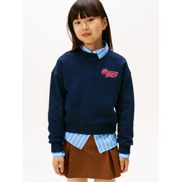 Tommy Hilfiger M&auml;dchen Sweatshirt "TOMMY FLOCK SWEATSHIRT", blau, Gr. 6, unifarben, Sweatware, Obermaterial: 68% Baumwolle, 32% Polyester,