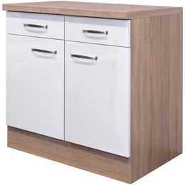 Unterschrank Flex-Well, B:80cm H:86cm T:57cm, wei&szlig;, Holzwerkstoff, K&uuml;che, Schr&auml;nke, "Florenz", (B x H x T) 80 x 86 x 60 cm, f&uuml;r viel Stauraum