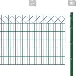 Arvotec Doppelstabmattenzaun "ESSENTIAL 120 zum Einbetonieren "Karo" mit Zierleiste", H/L: 120cm x 14m, Pfosten: 8 Stk., gr&uuml;n, Zaunelemente, Zaunh&ouml;he