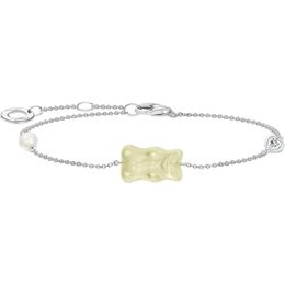 Thomas Sabo Damen Armband "Thomas Sabo x HARIBO Schmuck: Armband mit Goldbär", 19, Perlen Silber 925 (Sterlingsilber), weiß, Perlen, Silber 925