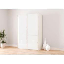 Schwebet&uuml;renschrank Musterring, B:148,9cm H:217cm T:67cm, wei&szlig;, Floatglas, Holzwerkstoff, Schr&auml;nke, "Imola W", inkl. Einlegeb&ouml;den und Kleiderstangen,
