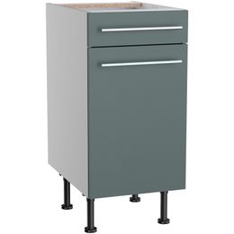 Unterschrank KOCHSTATION, B:40cm H:87cm T:58,4cm, gr&uuml;n, Spanplatte, K&uuml;che, Schr&auml;nke, "KS-Bern2", Breite 40 cm, 1 T&uuml;r, 1 Schubkasten, 1 Einlegeboden